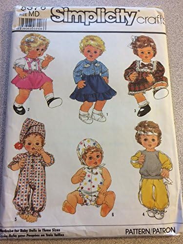 Amazon.com: Simplicity 8376 Sewing Pattern, Wardrobe for Baby Dolls ...