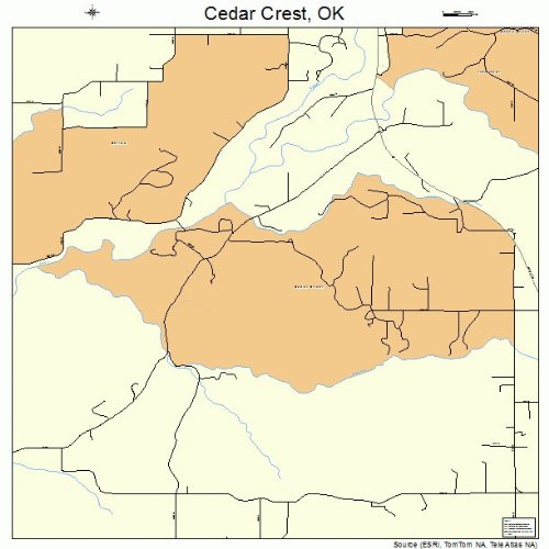 Amazon.com: Large Street & Road Map of Cedar Crest, Oklahoma OK ...