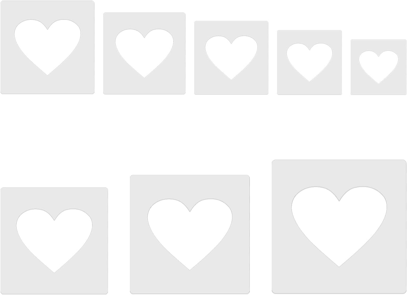 Amazon.com : 5PCS Heart Stencil 5 Sizes Heart Love Stencils Painting ...