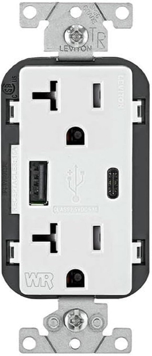 Leviton Weather-Resistant USB Receptacles with Type A and Type-C ports ...