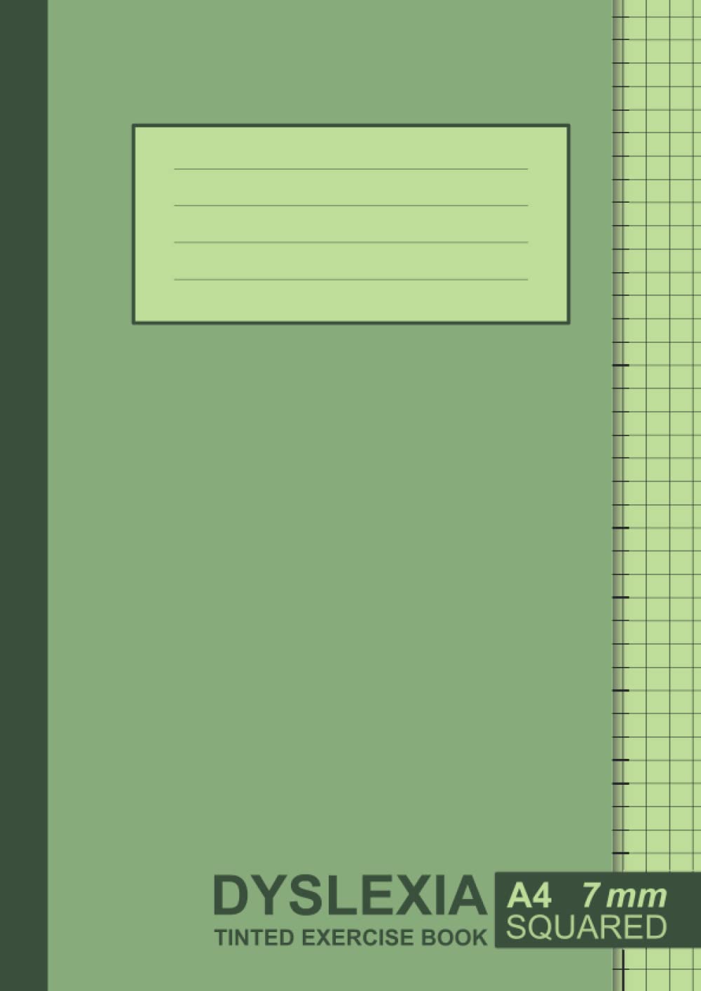 Dyslexia Tinted Exercise Book A4: 7mm Squared Green Graph Paper 100 gsm ...