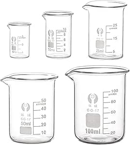 EsportsMJJ 5Pcs Graduated Borosilicate Glass Beaker 5ml 10ml 25ml 50ml 100ml Set Measuring ...