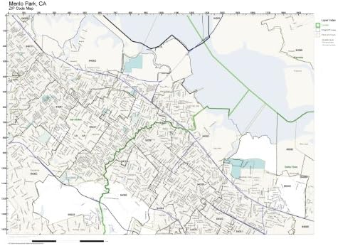 Amazon.com: ZIP Code Wall Map of Menlo Park, CA ZIP Code Map Not ...