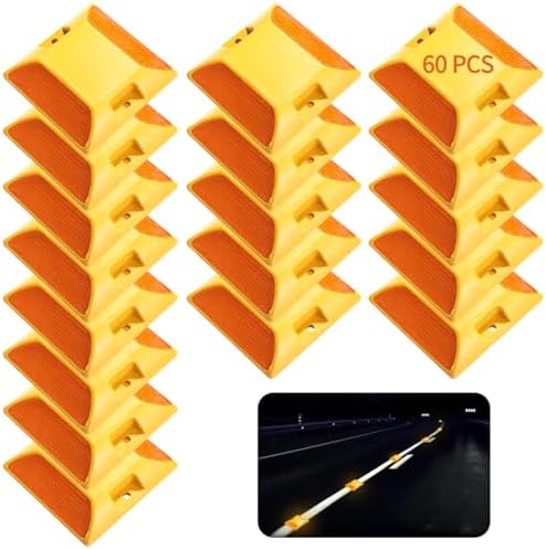 Amazon.com: 60 Pcs Road Reflectors, 3.7×3.7" Reflective Street Pavement ...