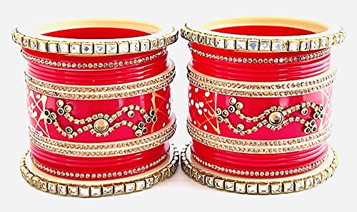 Buy THE OPAL FACTORY Acrylic Bridal Bangles Set Gold Plated Rajasthani ...