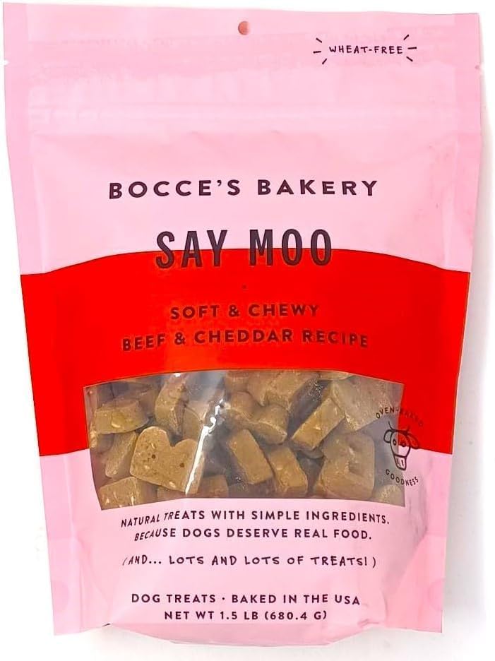 Amazon.com : Say Moo Dog Treats. Bocces Bakery. Soft & Chewy Beef ...