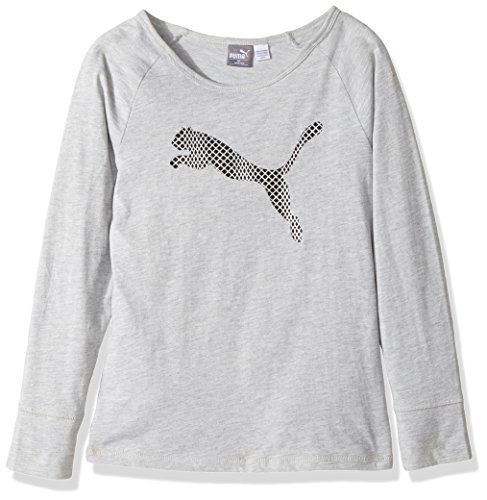 Puma Little Girls' Long Sleeve T-Shirt and Headband, Light Heather Grey ...