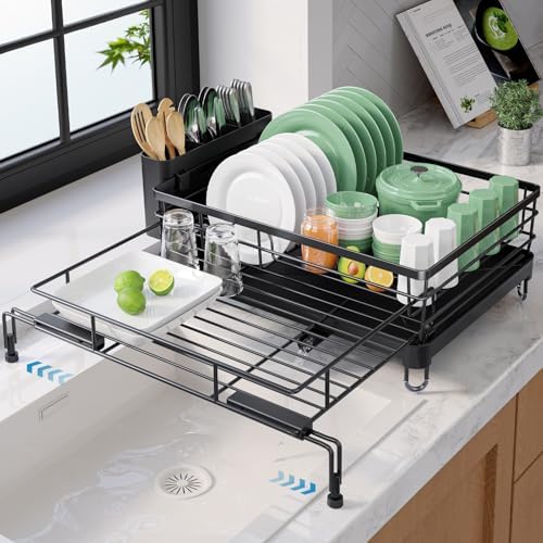 Amazon.com - Kitsure Extendable Dish Drying Rack - Rust-Resistant Dish ...