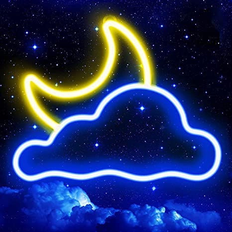 NEON Signs India Neon Sign Cloud and Moon Led Neon Light, Neon Lights ...