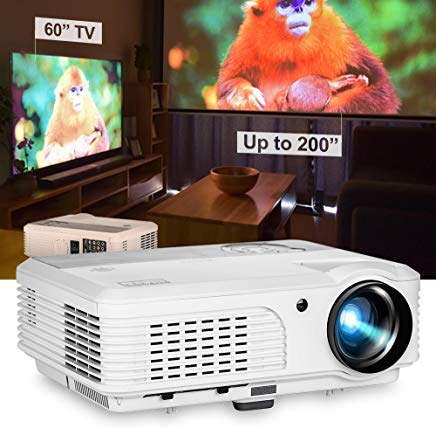 LCD Projector, EUG 4400 Lux LED Home Movie Gaming Projector 1280x800 ...
