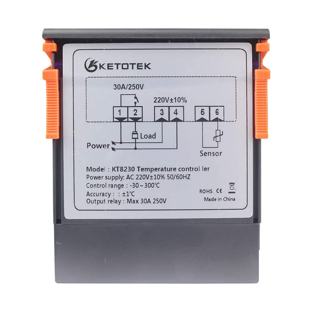 Buy KETOTEK Temperature Controller -30℃~300℃ 30A KT8230 Sensor Probe ...