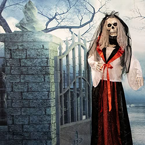Snapklik.com : Haunted Hill Farm Life-Size Animatronic Scary Skeleton Bride