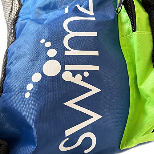 Swimz Elite Club Mesh Backpack - Blue/White/Lime, Large Swimming mesh ...
