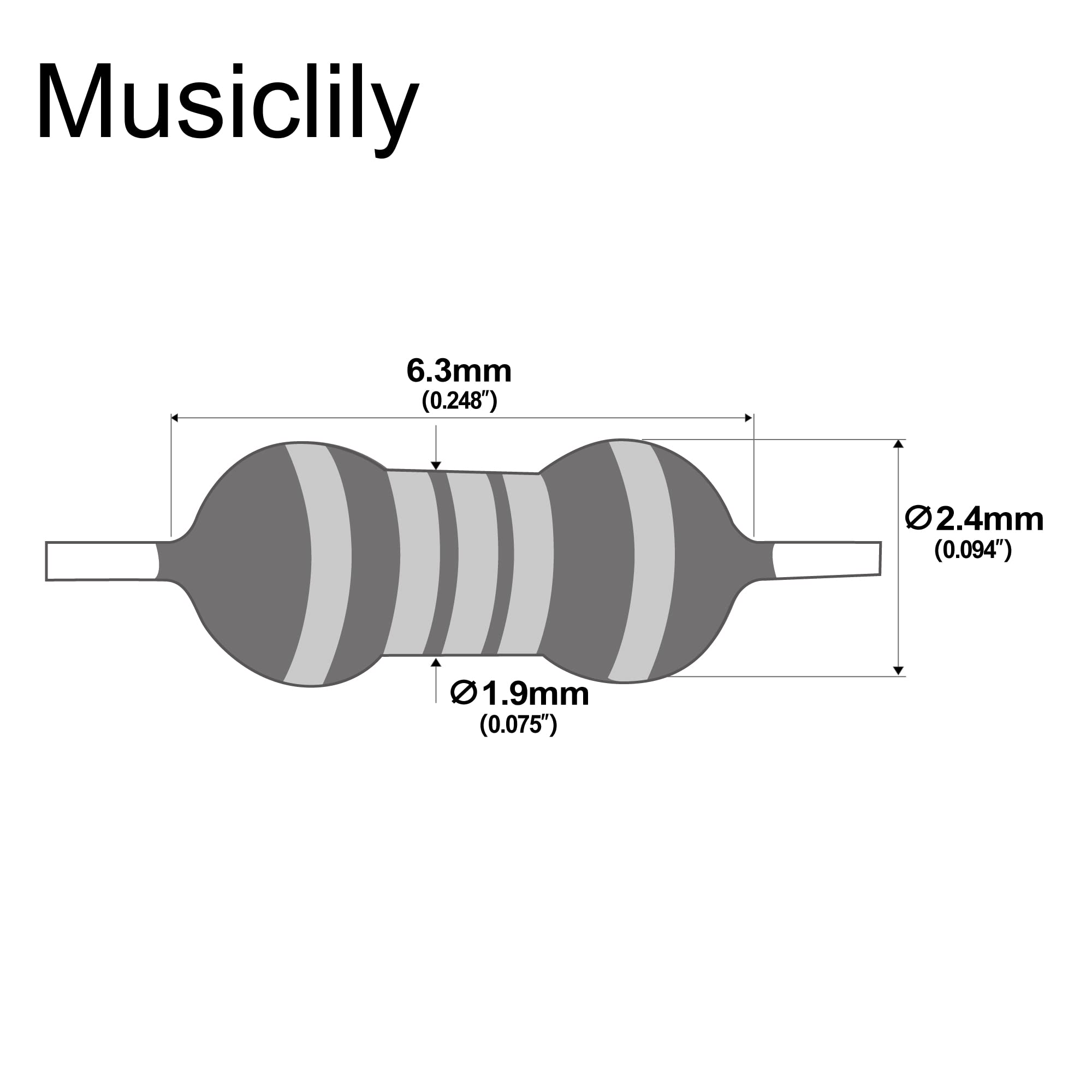 Musiclily Pro Metal Film Precision Resistor 220k 1% 250mW for Electric ...