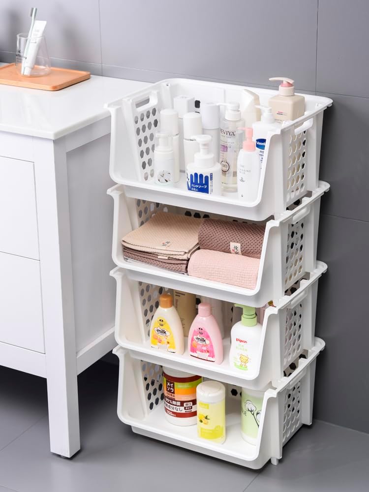 Skywin Contenedores de almacenamiento apilables de plástico para ...