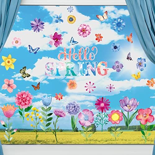 Amazon.com: 9 Sheet Hello Spring Window Stickers Decorations Spring ...