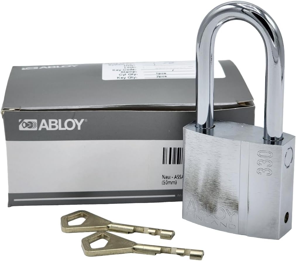 Abloy Sentry PL330/50B Brass Padlock w/ 2 Keys, Chrome Finish - Amazon.com
