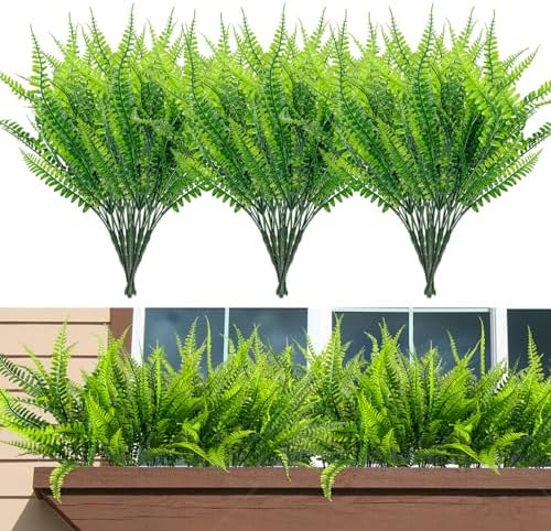 Amazon.com: Zeyune Artificial Fake Fern Plants UV Resistant Fake Grass ...