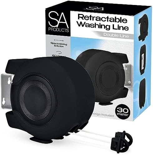 Minky Retractable Reel Washing Line with 30m of Drying Space, Gray, 30 ...
