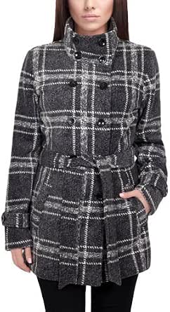 Amazon.com: Ike Behar Womens Belted Jacket (Grey/White, Medium ...