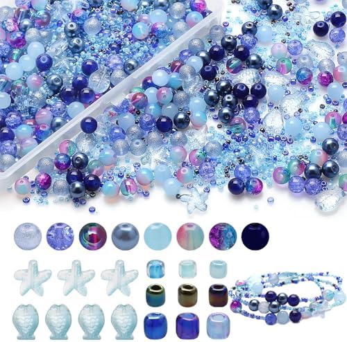 Crystal Glass Beads for Jewellery Making & DIY Bracelet Kit - Assorted ...