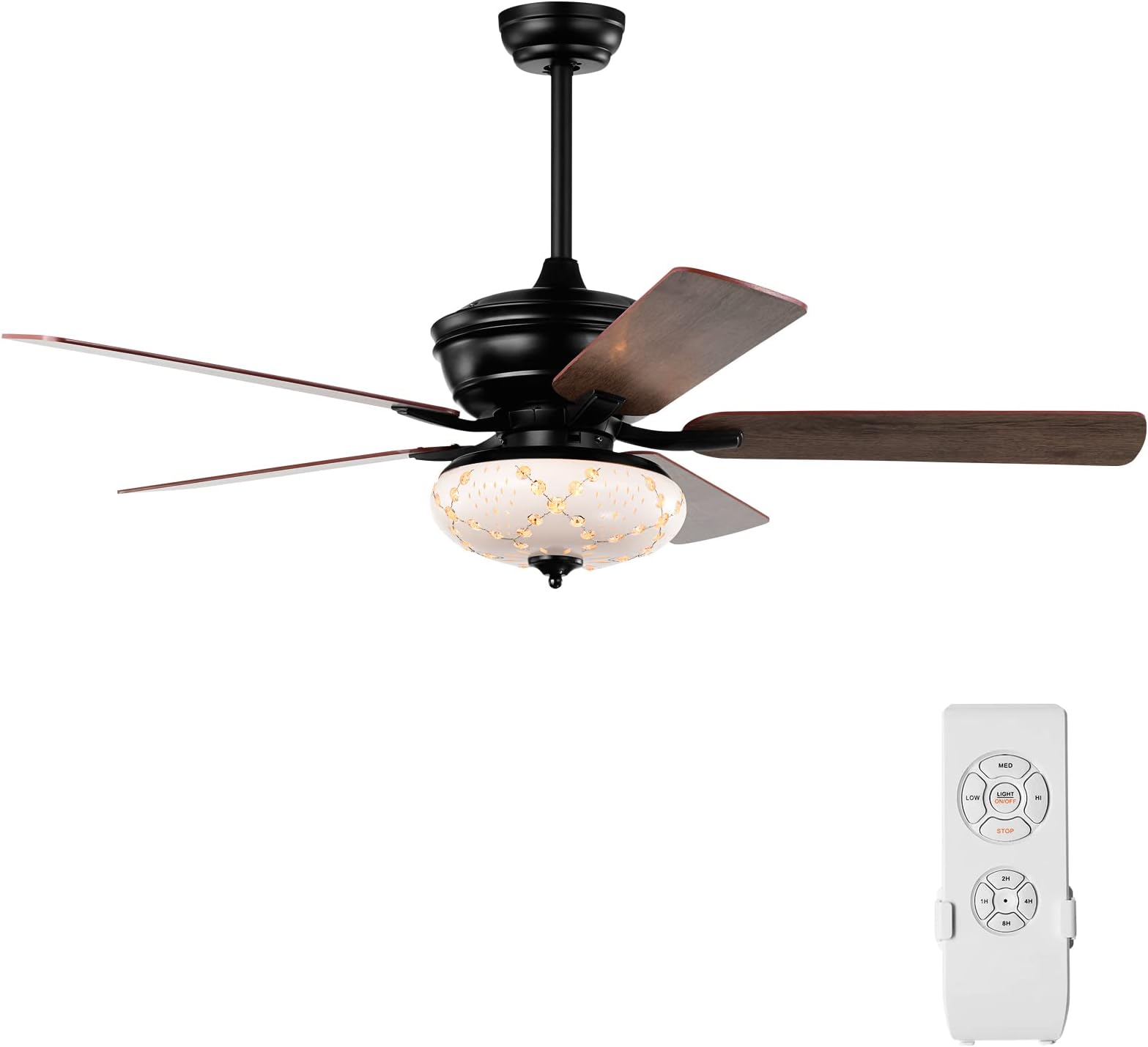 MiniSun 48" / 122cm Modern Silver Chrome & Dark Wood Blade Ceiling Fan ...