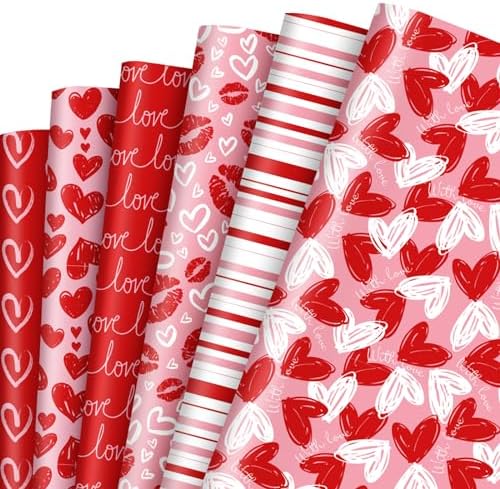Amazon.com: JarThenaAMCS 12 Sheet Valentine's Day Love Heart Wrapping ...