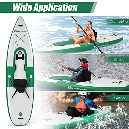 Goplus Kayak gonflable pour 1 personne, kayak de pêche avec rames ...