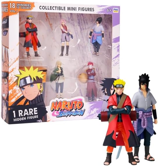 P.M.I. Naruto Shippuden Collectible Mini Figures 6 Pack Deluxe Box ...