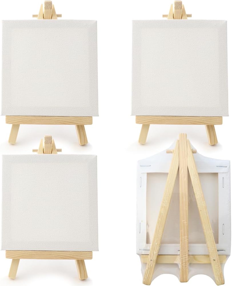 Amazon.com: WYBG 4 Pieces Mini Canvases for Painting with Easel Set ...