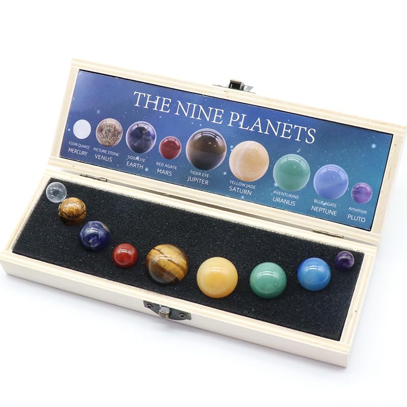 Amazon.com: JHNGYJY Chakra Healing Crystal Sphere Ball, 9 Planets Solar ...