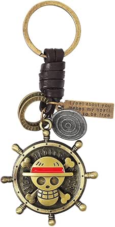 Amazon.com: Luffy Keychain,Skull Rudder Hat Model Rotatable Metal Key ...