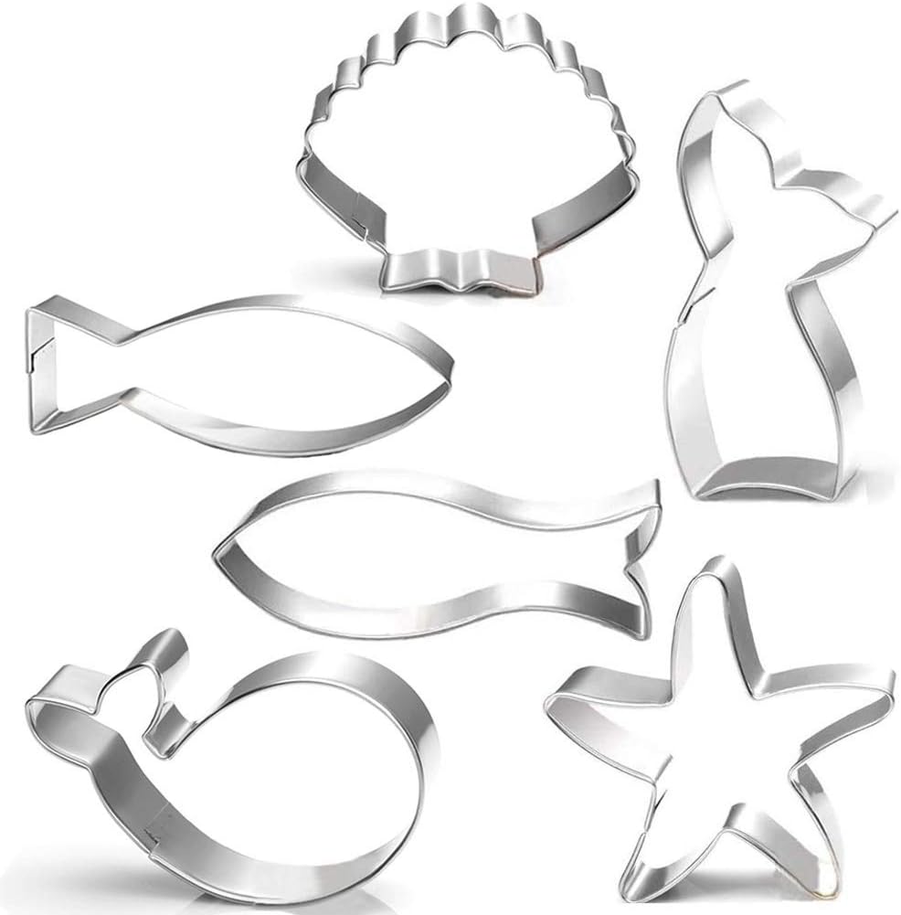 Amazon.com: Kanntie 6-Piece Ocean Cookie Cutter Set with Mermaid Tail ...