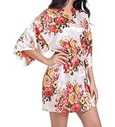 DF-deals Women's Satin Floral Robes for Bride and Bridesmaid Wedding ...