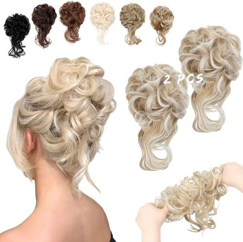 Amazon.com: FeidyLong 2PCS Messy Bun Hair Piece Tousled Updo with ...