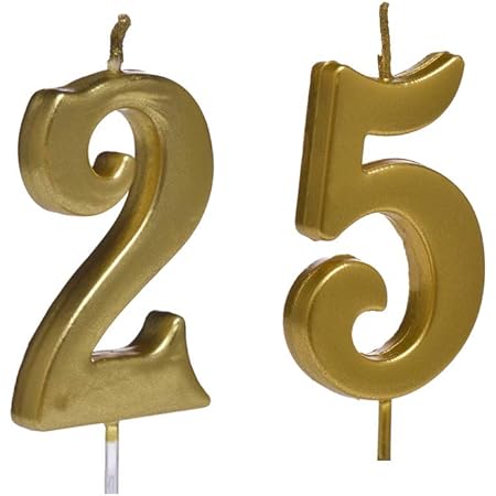 Amazon.com: Black 25th Birthday Candle, Number 25 Years Old Candles ...