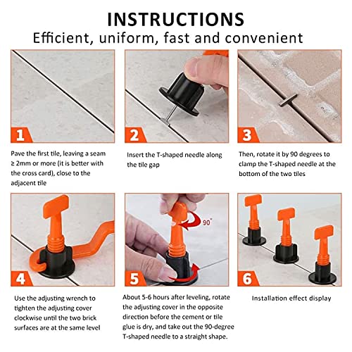 100 Packs Tile Leveling System Kit, Reusable Tiling Leveling System for ...