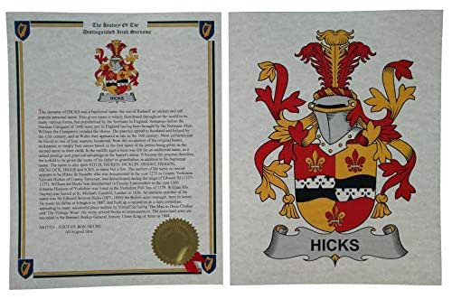 Amazon.com: Hicks - Coat of Arms and Last Name History - 8.5x11 Print ...
