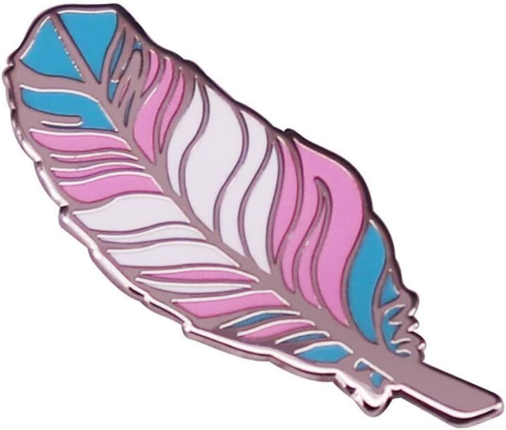 Trans Pride Feather Enamel Brooch Pin Transgender LGBTQ Badge Blue Pink ...