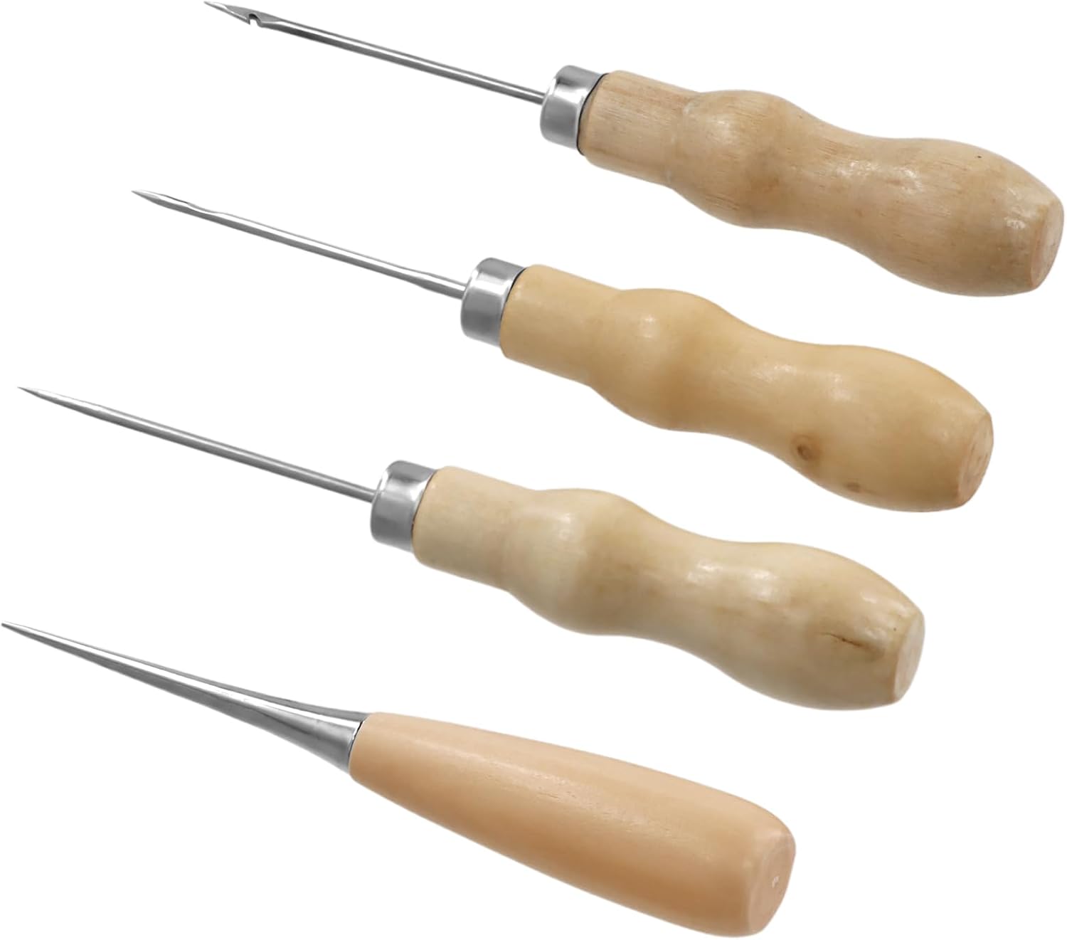 Bezavea 4PCS Wooden Awls Gourd Shape Awls Sewing Awl Tailors Awl Punch ...