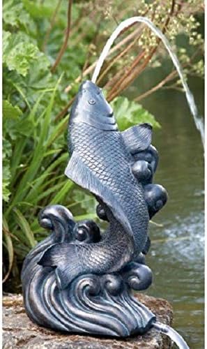 Amazon.com: Dancing Koi Pond Spitter Fountain Statue, Verdigris Color ...