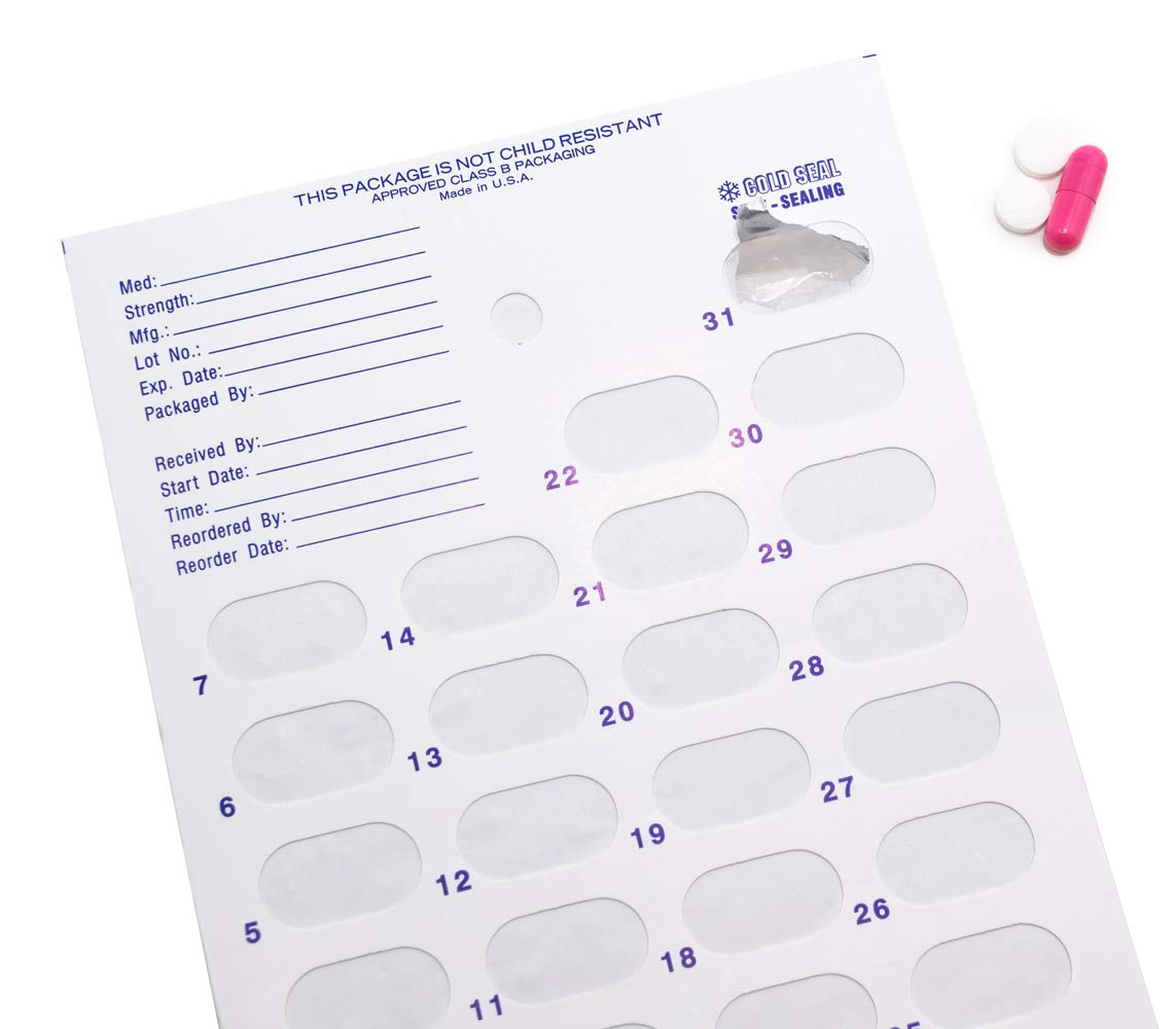 Monthly Pill Organizer Cold Seal Medication Blister Cards – DIY ...