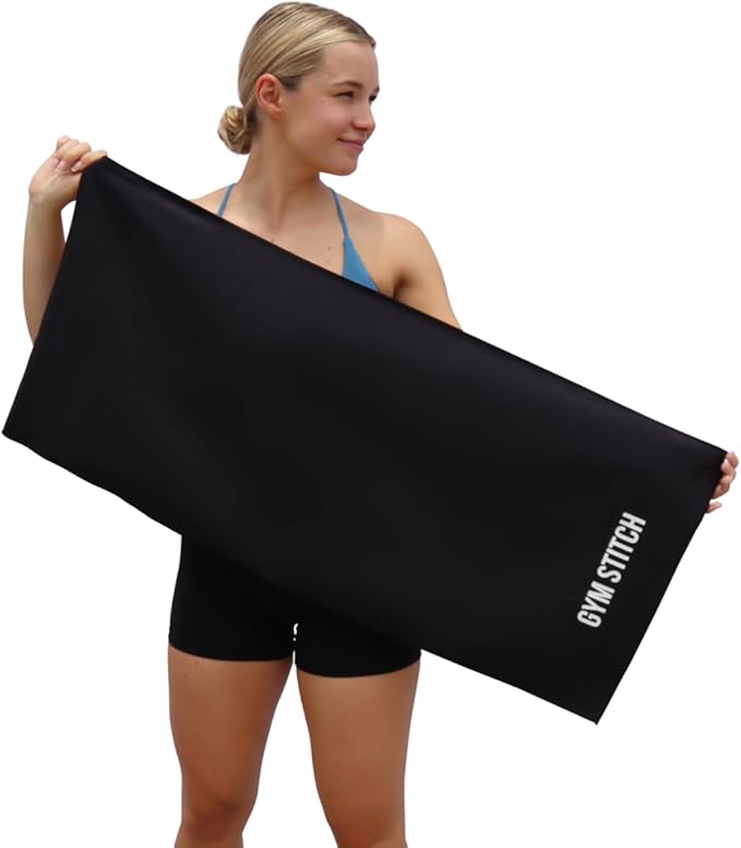 GYM STITCH Small Microfibre Gym Towel with Zip Pocket, Multi-Purpose Microfibre Towel, Exercise ...