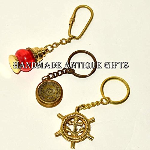 Nautical World Vintage Brass Designer Antique Key Chain Key Ring ...