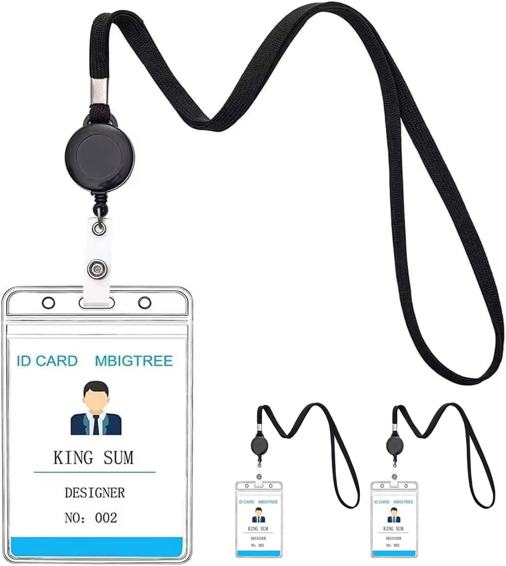 Amazon.com : Woanger 50 Sets Black Lanyards with Retractable Reel Solid ...
