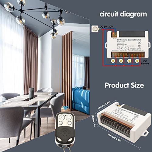 DieseRC 4 Channels Wireless Relay Remote Control Switch 433Mhz RF DC 5V 12V 24V 30V 10A Relay ...