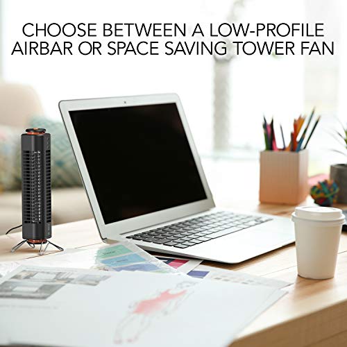Sharper Image AXIS 12 12" Desktop Airbar Tower Fan with USB, Black ...