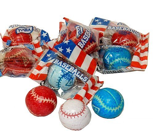 Amazon.com : Baseball Bubble Gum Balls Individually Wrapped 60 Pieces ...