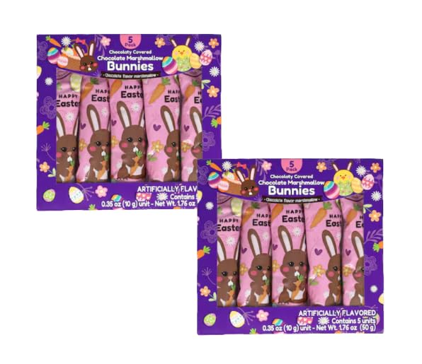 Amazon.com : Chocolate-Covered Marshmallow Easter Bunnies, 1.76 oz, 5 ...