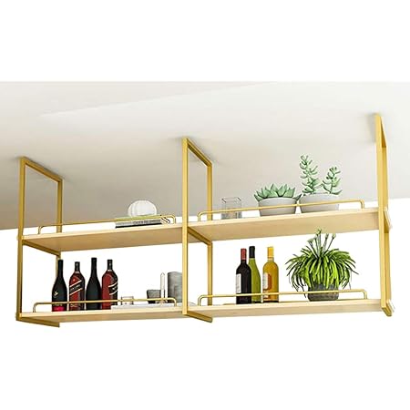 Amazon.com: Nordic Iron Solid Wood Ceiling Shelf, 2 Tier Ceiling ...